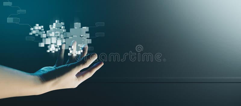 Businessman Interactive Touching a Holographic of Transaction Financial ...