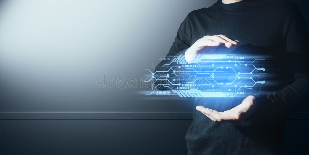 Businessman Interactive Touching a Holographic of Transaction Financial ...