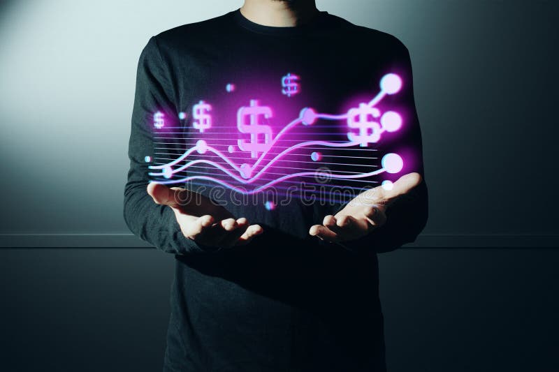 Businessman Interactive Touching a Holographic of Transaction Financial ...