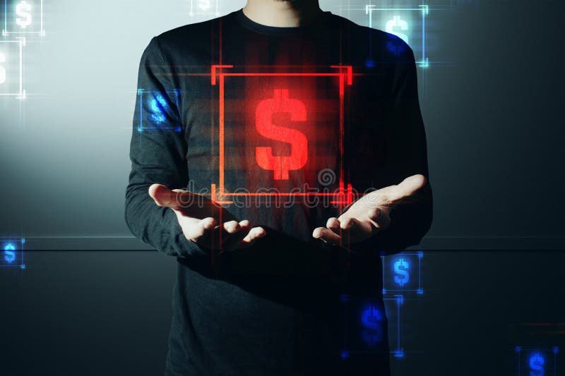 Businessman Interactive Touching a Holographic of Transaction Financial ...