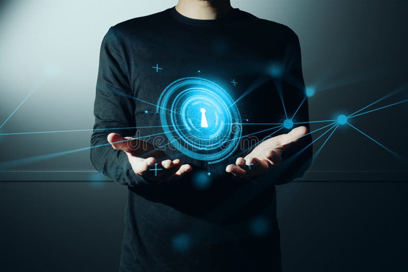 Businessman Interactive Touching a Holographic of Transaction Financial ...