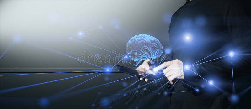 Businessman Interactive Touching a Holographic of Transaction Financial ...