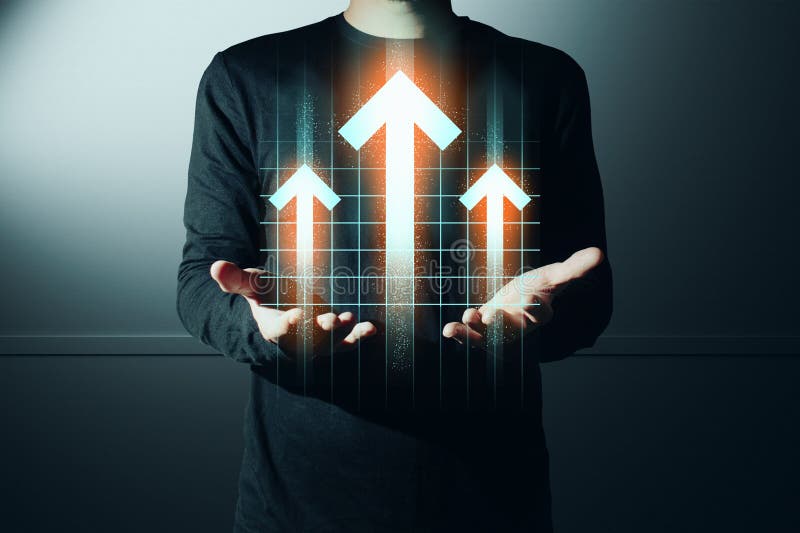 Businessman Interactive Touching a Holographic of Transaction Financial ...