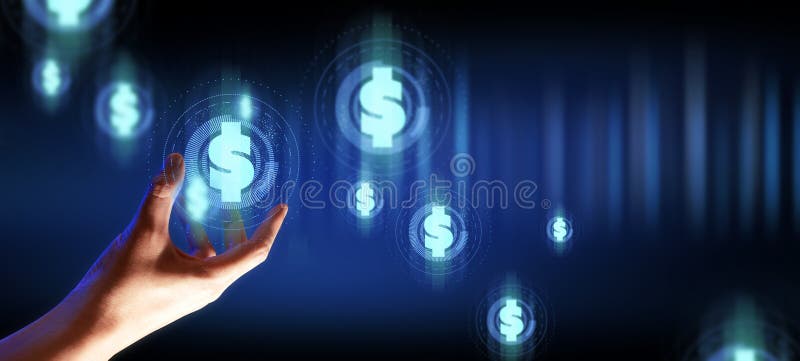 Businessman Interactive Touching a Holographic of Transaction Financial ...