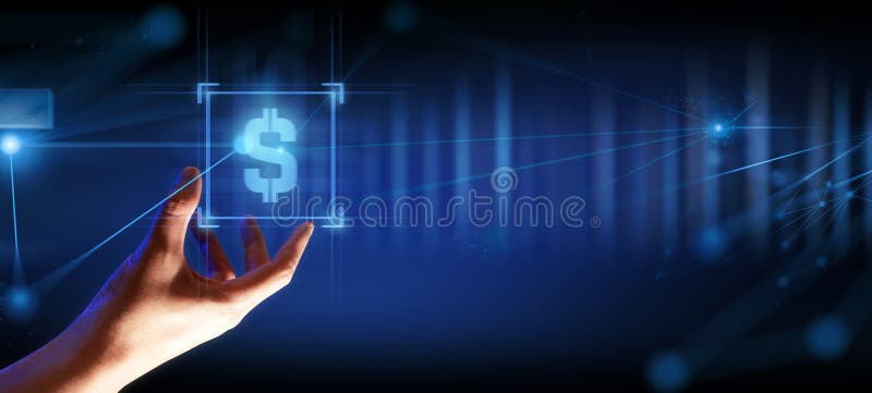 Businessman Interactive Touching a Holographic of Transaction Financial ...