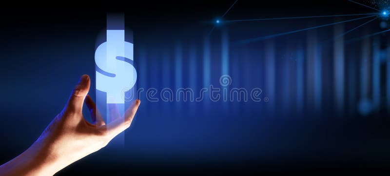 Businessman Interactive Touching a Holographic of Transaction Financial ...