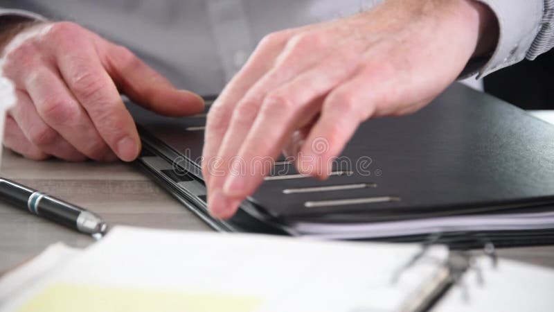 Hand of Businessman Opening a Folder Stock Footage - Video of workplace ...