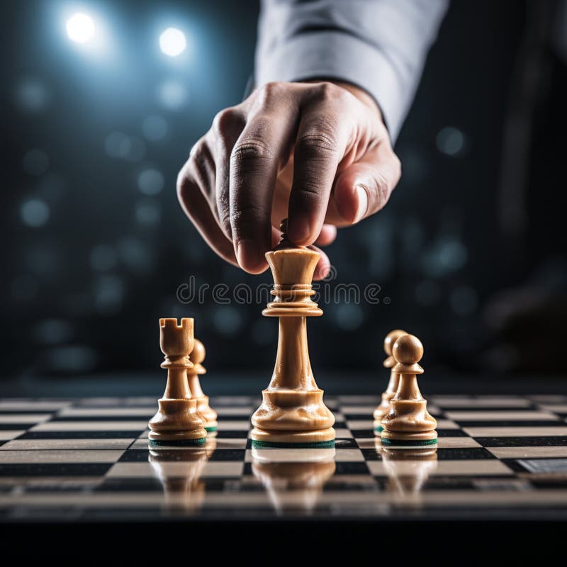 Hand of Businessman Playing a Game of Chess, Strategy Board Game ...
