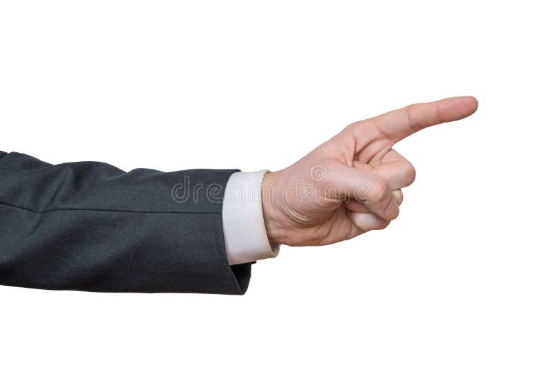 Hand of Businessman is Pointing Right. Isolated on White Background ...