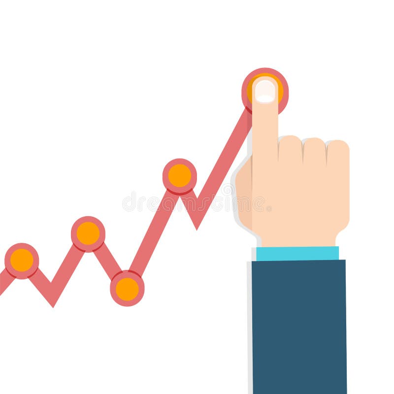 Hand Businessman on Profit Growing Graph. Stock Vector - Illustration ...