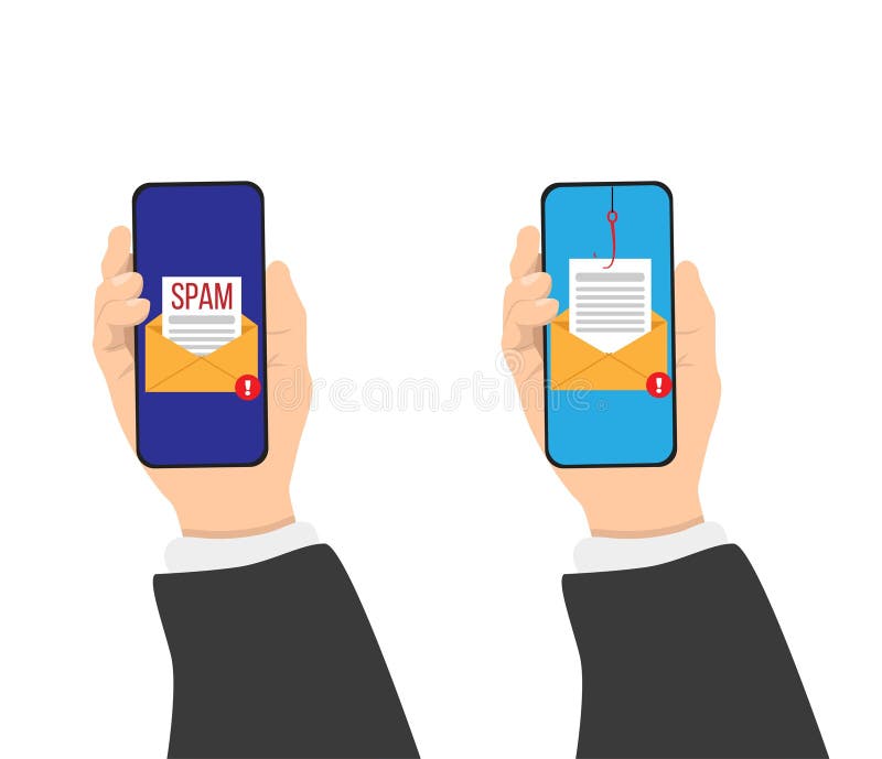 Hand of Businessman Reading Spam and Phishing Email Stock Vector ...