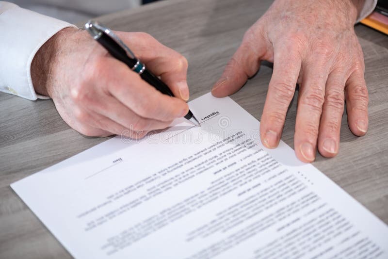Hand of Businessman Signing a Document Stock Photo - Image of hand ...