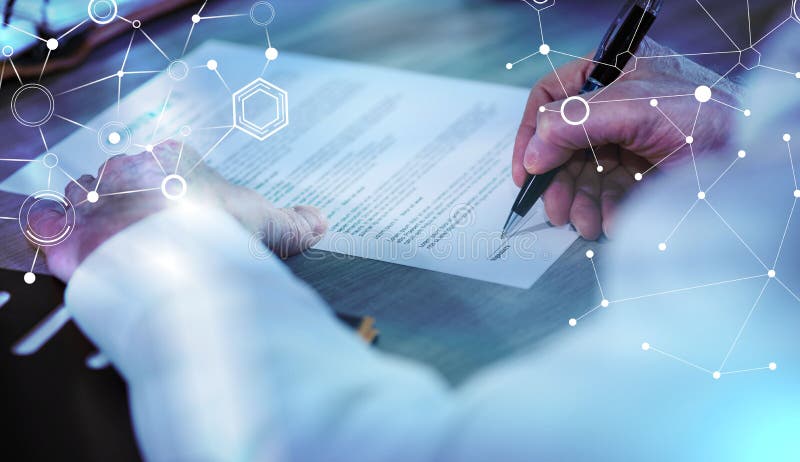 Hand of Businessman Signing a Document; Light Effect Stock Image ...
