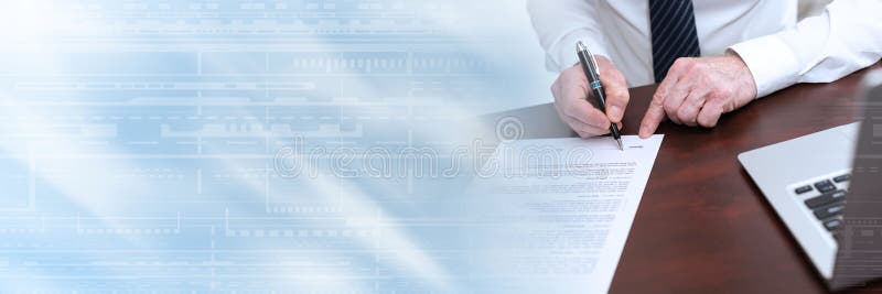 Hand of Businessman Signing a Document (lorem Ipsum Text Used ...