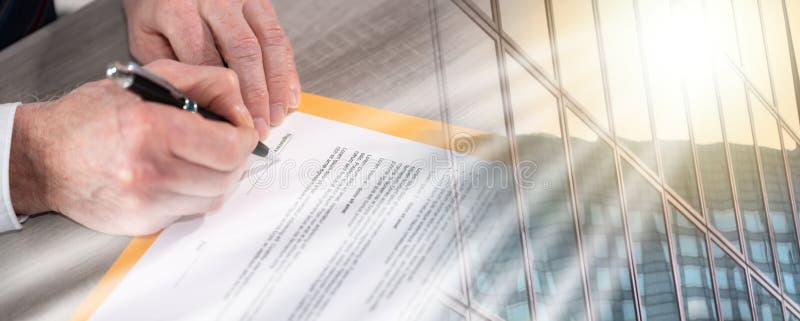 Hand of Businessman Signing a Document; Multiple Exposure Stock Photo ...