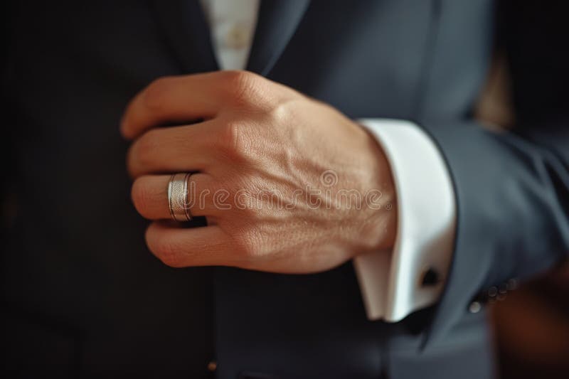 Hand of a Businessman in a Suit with a Wedding Ring Stock Image - Image ...