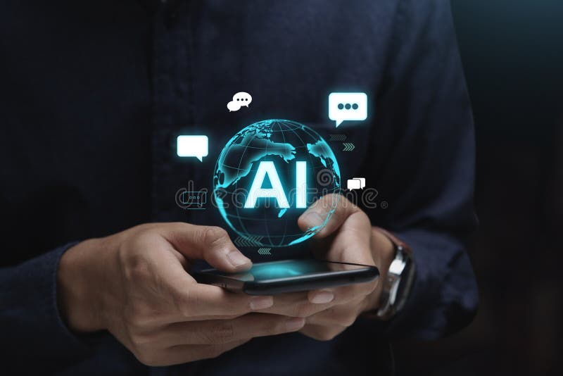 Hand of Businessman Using Smartphone Chatting with Chat Bot Stock Photo ...