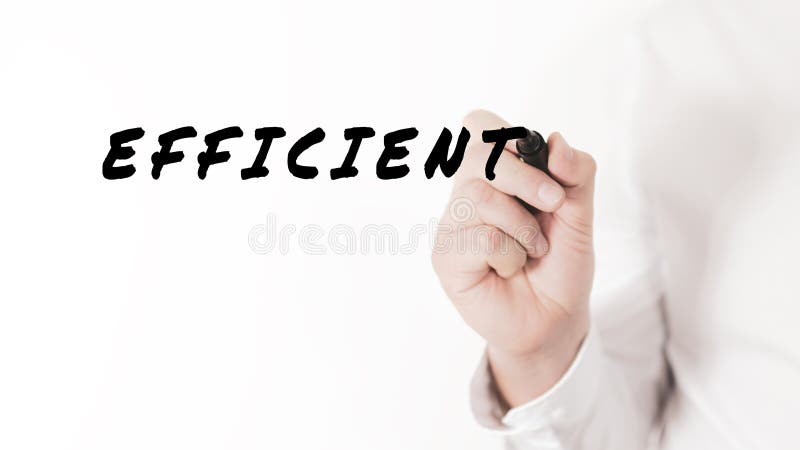 Hand of a Businessman Writing a Word Efficient with Black Marker Stock ...