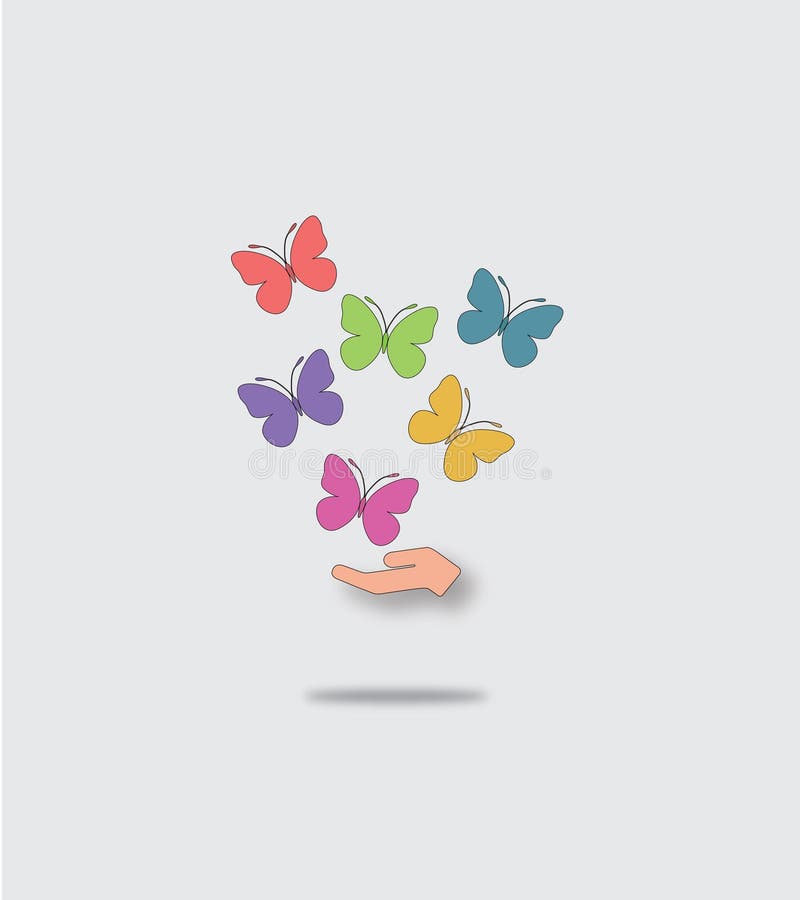 Hand with butterflies stock vector. Illustration of bunch - 43718208