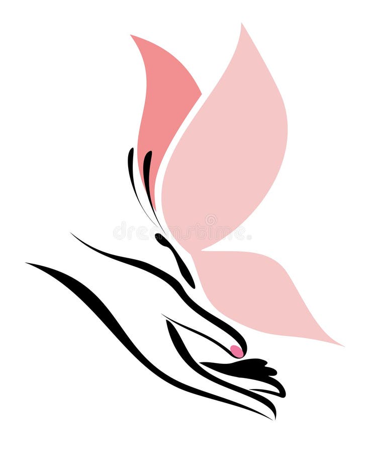 Hand and butterfly symbol stock vector. Illustration of design - 25509844