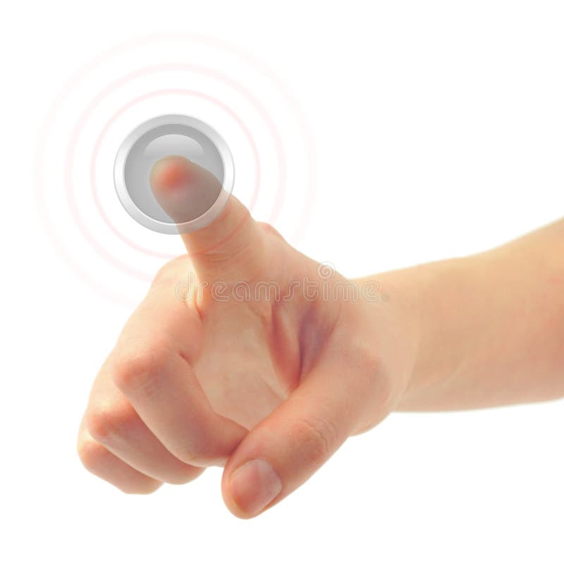 Hand and button stock image. Image of panel, sign, circle - 13306061