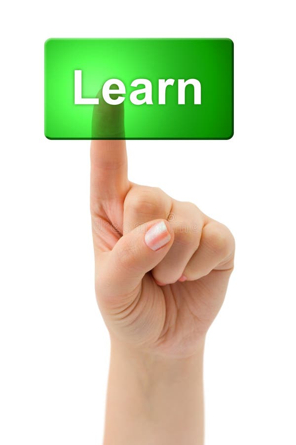 Hand and button Learn stock photo. Image of click, keypad - 11588586