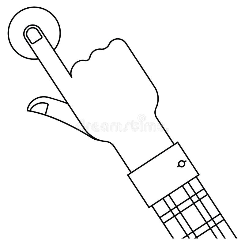 Hand and button stock vector. Illustration of hand, outline - 85268949