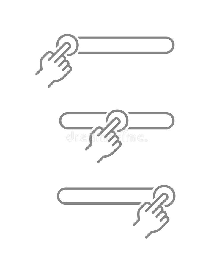 Hand Button Switch Line Icons. on, Off Toggle Slider Flat UI Control ...