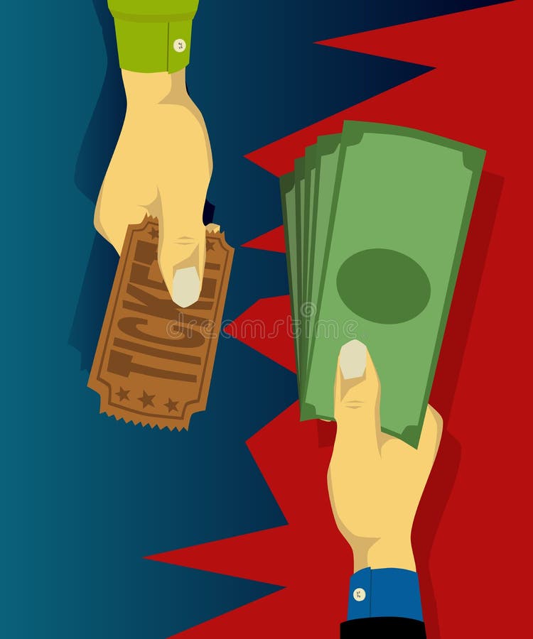 Hand buy tickets with cash stock vector. Illustration of customer ...