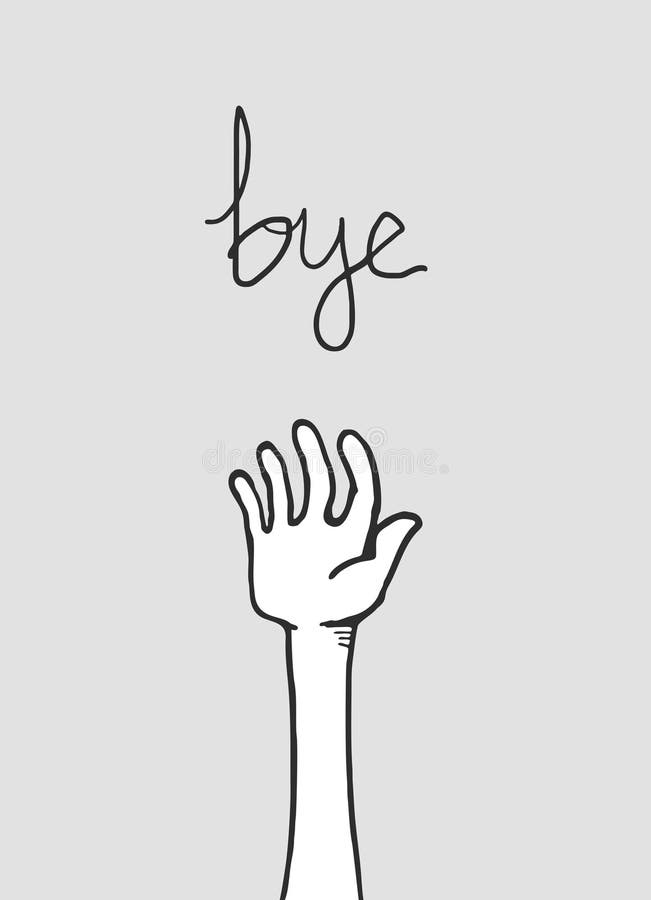 Hand and bye message stock vector. Illustration of palm - 270101457