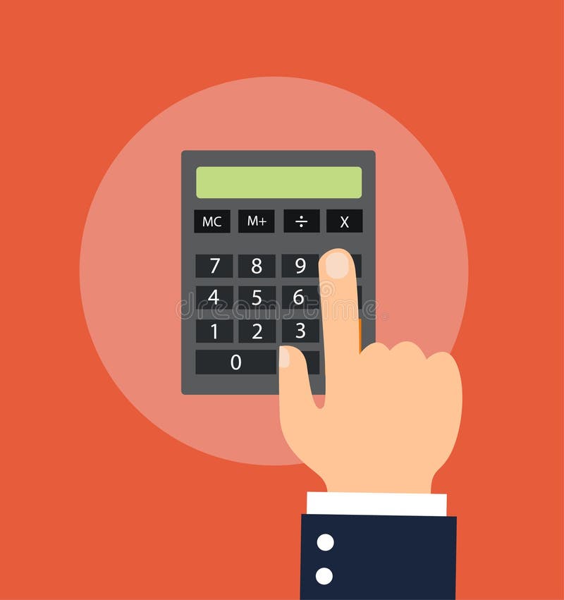 Hand with calculator stock vector. Illustration of keypad - 176519570