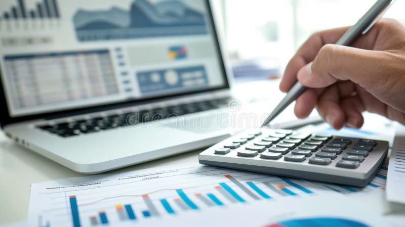 The Hand with Calculator Close-up..AI Generated Image Stock Photo ...