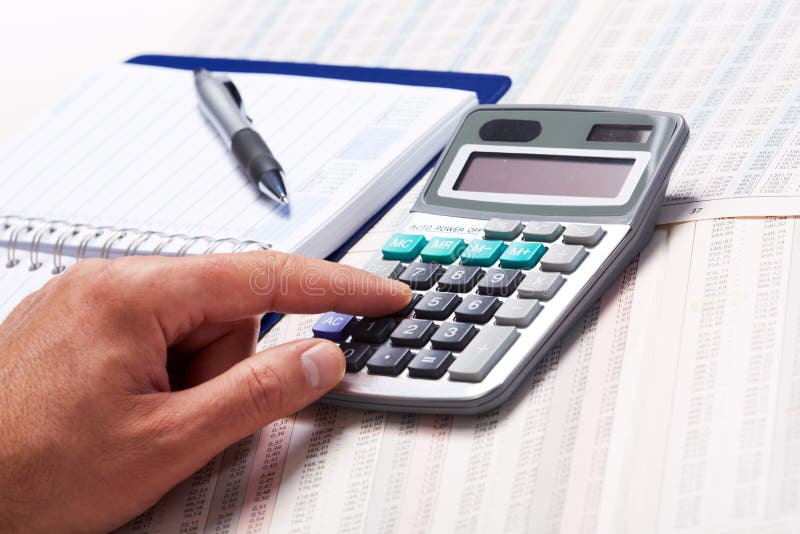 Hand with calculator. stock photo. Image of balance, exchange - 35580052