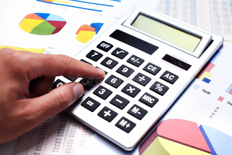 Hand with Calculator and Money. Stock Image - Image of economic ...