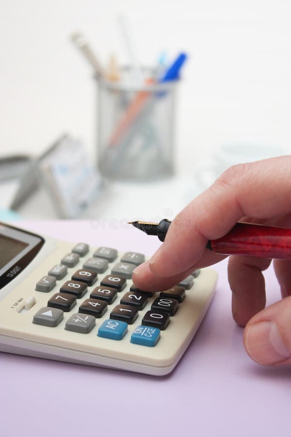 Hand and calculator stock image. Image of finger, office - 158346693
