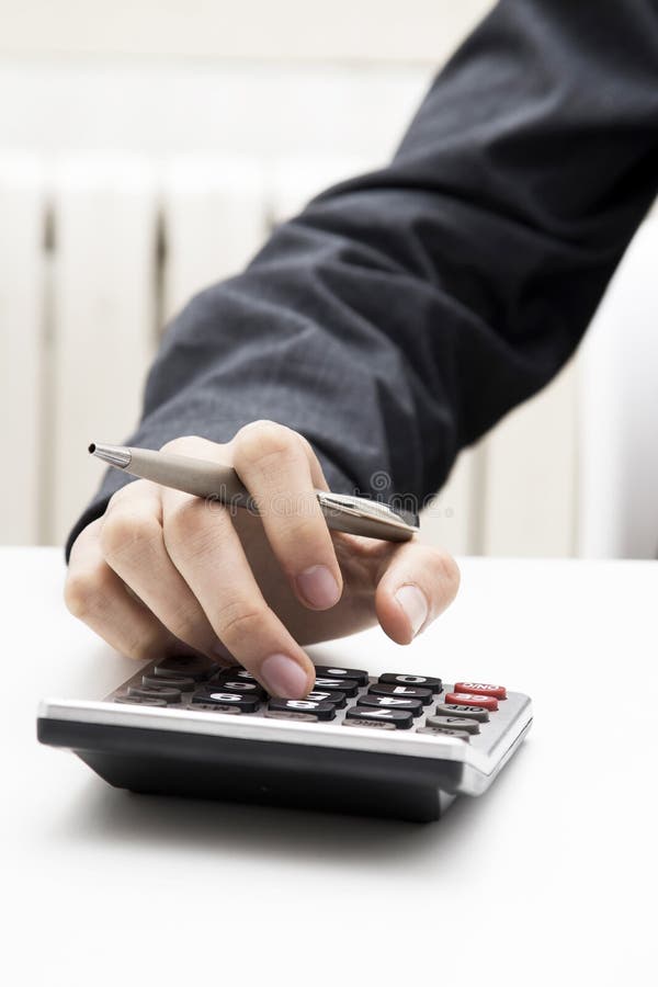 Hand on calculator stock image. Image of office, pressing - 85806453