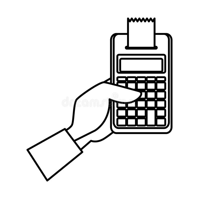 Hand with calculator math stock vector. Illustration of graphic - 141497014