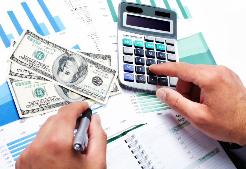 Hand with Calculator and Money. Stock Photo - Image of accountant ...