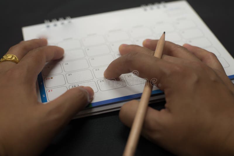 Hand on Calendar in Planning Concept Stock Image - Image of month ...