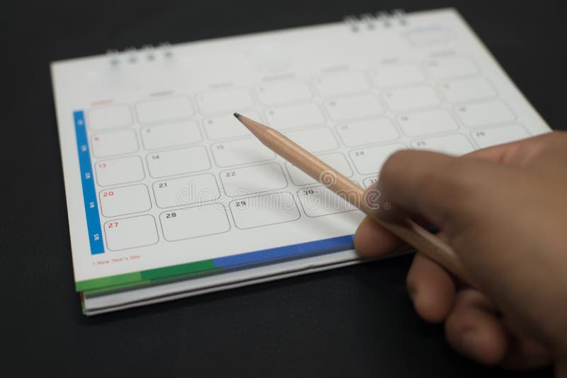 Hand on Calendar in Planning Concept Stock Image - Image of planner ...