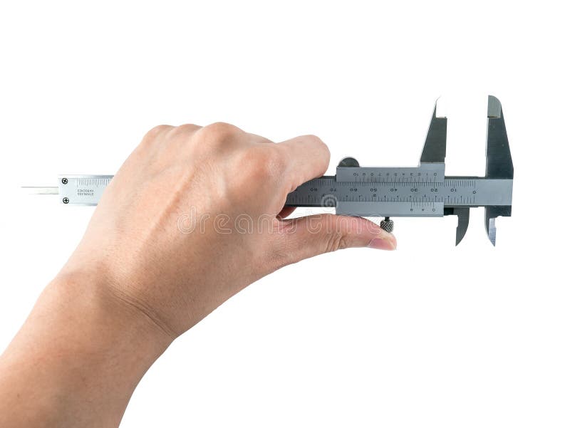 Hand and Calliper on White Background Stock Image - Image of calipers ...