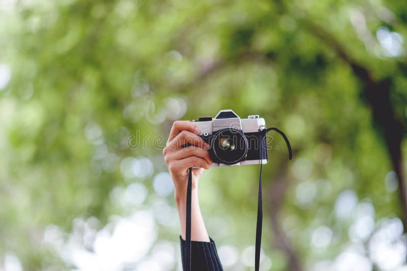 Hand and Camera Shots Photography Concept with Copy Space Stock Photo ...