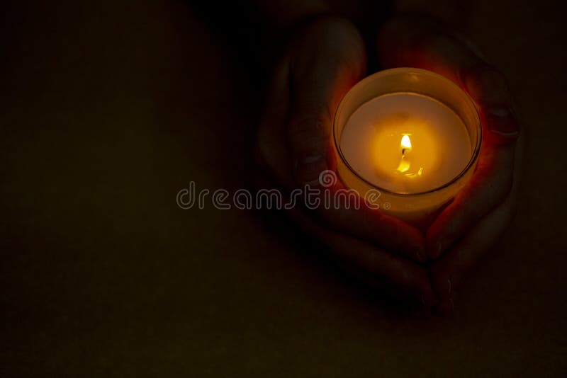 Hand with a Candle in the Dark Stock Image - Image of candle, festivity ...