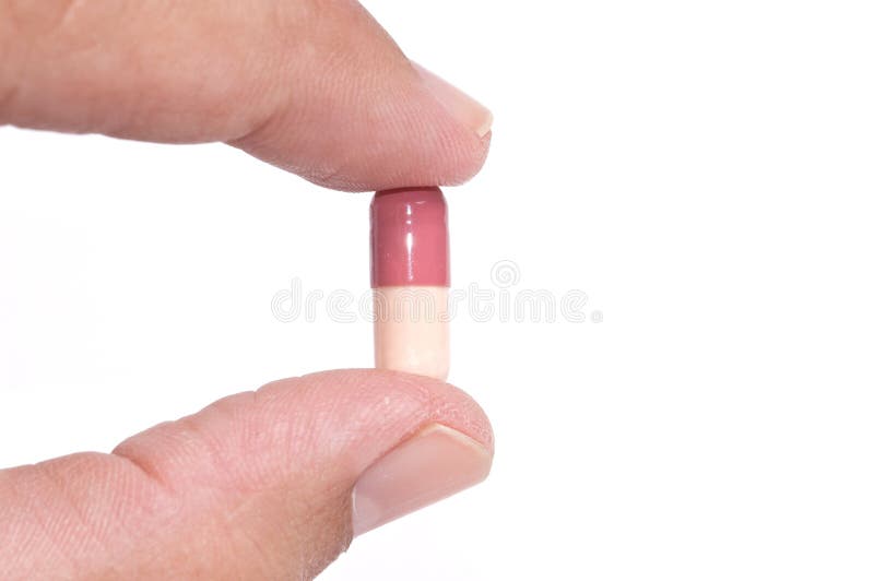 Hand with Capsule Isolated on White Stock Image - Image of pill ...