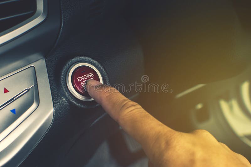 Hand of Car Driver Press To the Engine Start/stop Button. Stock Image ...