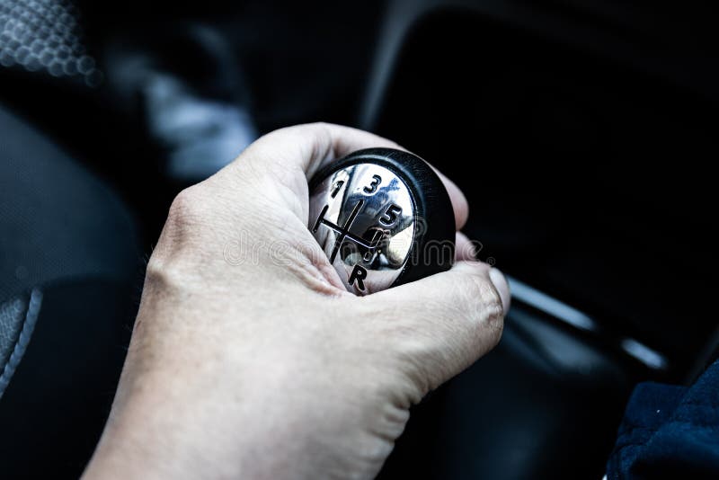 A Hand on a Car Gear Stick Shifting Gears Stock Photo - Image of handle ...