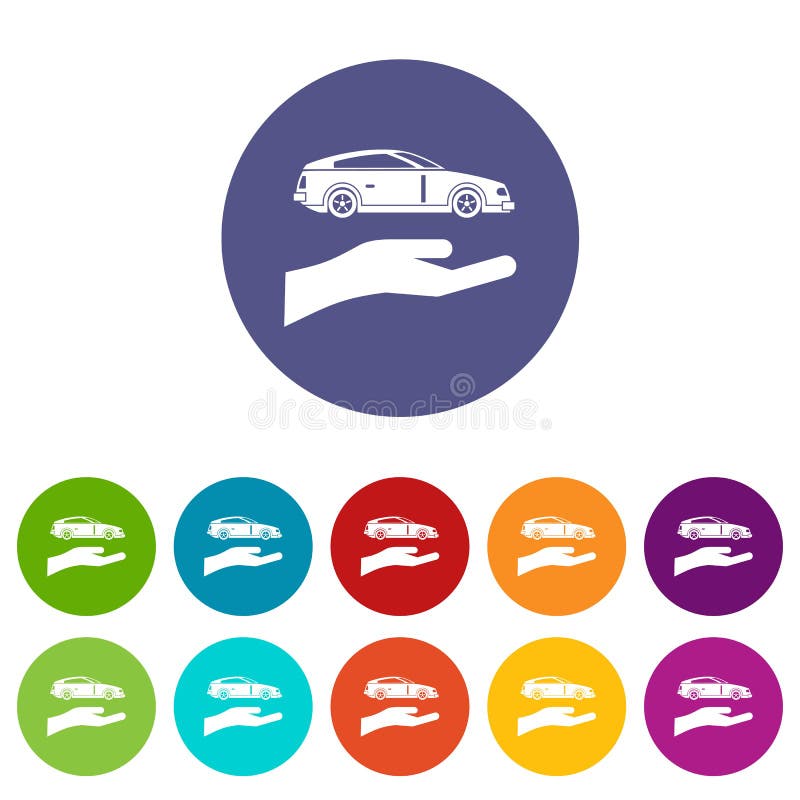 Hand and car set icons stock vector. Illustration of automobile - 85088158