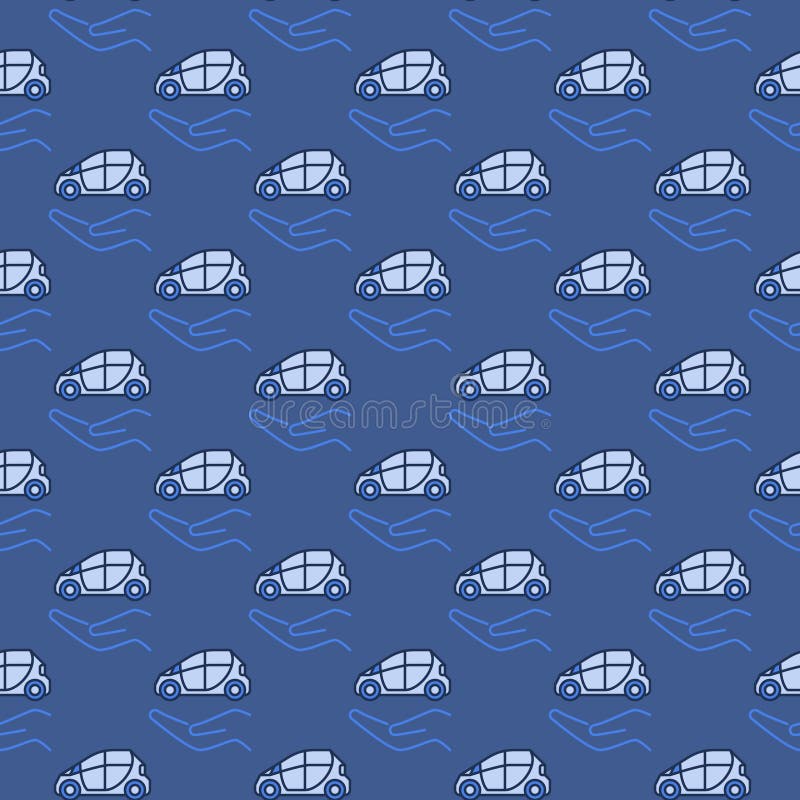 Hand with Car Vector Rent a Vehicle Blue Seamless Pattern Stock Vector ...