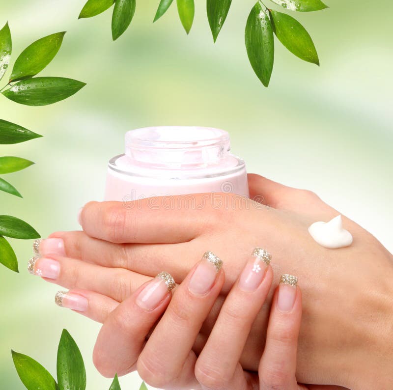 Hand care on green stock photo. Image of hand, freshness - 18052046