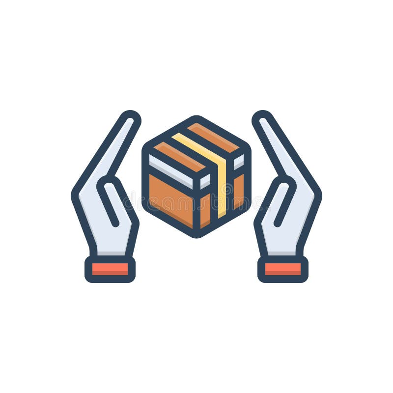 Color Illustration Icon for Hand with Care, Hand Care and Parcel Stock ...